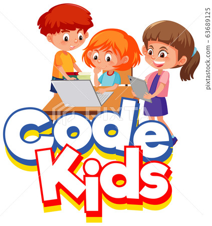 Font design for word code kids with children - Stock Illustration ...