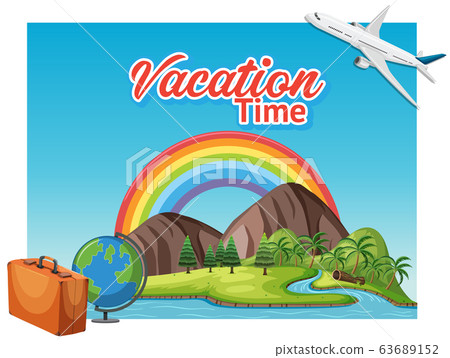 Font design template for word vacation time with - Stock Illustration ...