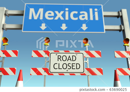 Barriers near Mexicali city traffic sign.... - Stock Illustration ...