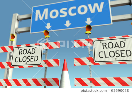 Roadblock near Moscow city traffic sign.... - Stock Illustration ...