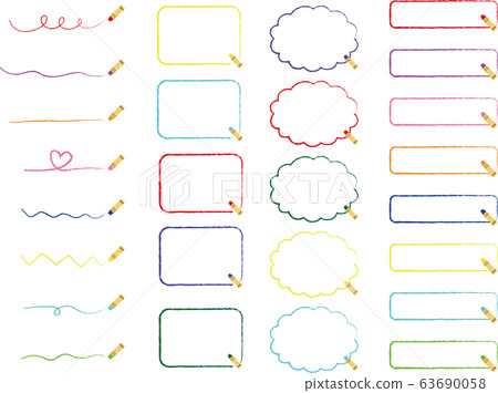 Crayon line frame set - Stock Illustration [63690058] - PIXTA