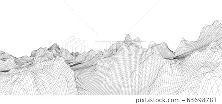 Abstract 3d wire-frame landscape. Blueprint style - Stock Illustration ...