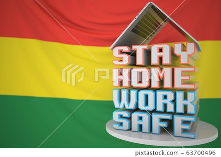STAY HOME WORK SAFE text under laptop against... - Stock Illustration ...