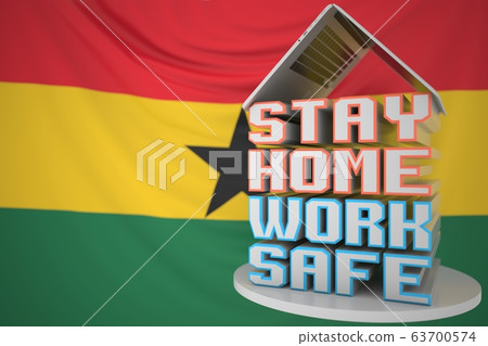 STAY HOME WORK SAFE text under laptop against... - Stock Illustration ...