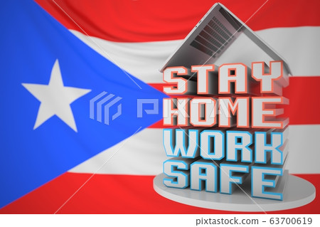 STAY HOME WORK SAFE text under laptop against... - Stock Illustration ...