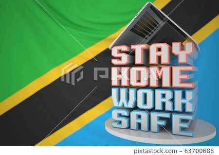 STAY HOME WORK SAFE text under laptop against... - Stock Illustration ...