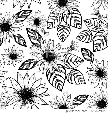 Floral hand drawn backdrop - Stock Illustration [63702904] - PIXTA