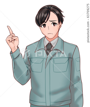 Worker male pointing grumpy - Stock Illustration [63709275] - PIXTA