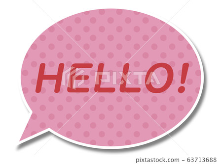 A pink round speech bubble with the word HELLO - Stock Illustration ...