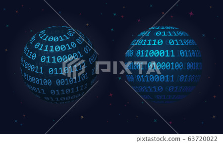 Ball with binary code. Blue sphere with technology - Stock Illustration ...