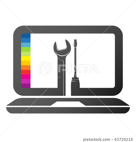 Laptop repair gadgets and computers symbol - Stock Illustration ...