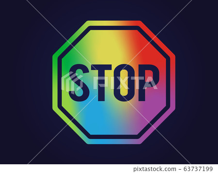 Rainbow stop warning sign flat icon symbol vector - Stock Illustration ...