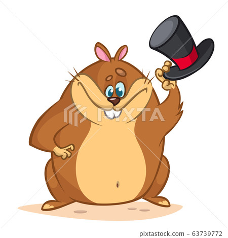 Groundhog day with smiling marmot holding... - Stock Illustration ...