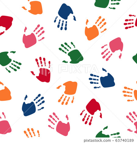 Seamless pattern with colorful human palms. - Stock Illustration ...