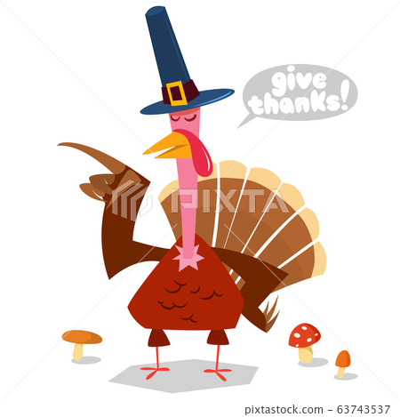 Smiling Turkey Bird Cartoon Character - Stock Illustration [63743537 ...