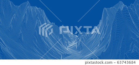 Abstract 3d wire-frame landscape. Blueprint style - Stock Illustration ...