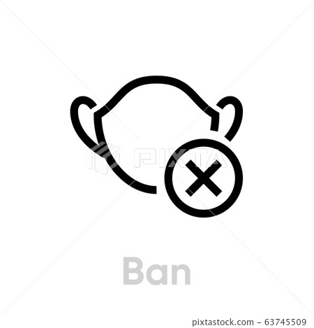Ban Mask icon. Editable line vector. - Stock Illustration [63745509 ...