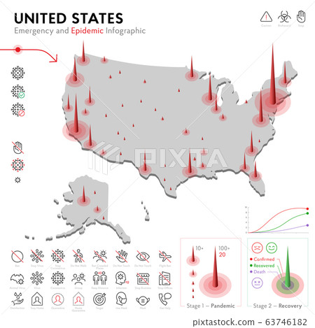 Map of United States Epidemic and Quarantine... - Stock Illustration ...