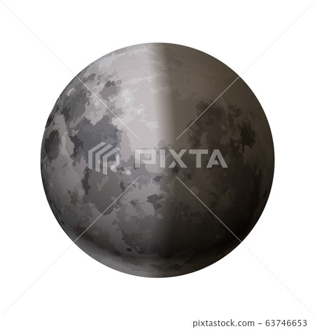 Bright realistic moon with half shadow on white - Stock Illustration ...