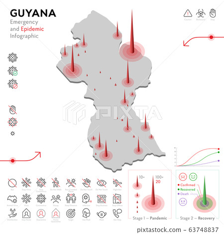 Map of Guyana Epidemic and Quarantine Emergency... - Stock Illustration ...