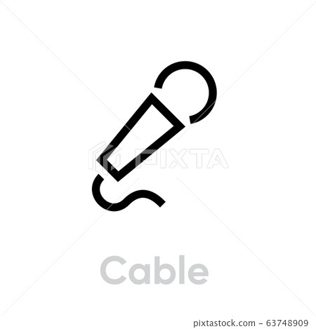 Cable microphone icon. Editable line vector. - Stock Illustration ...
