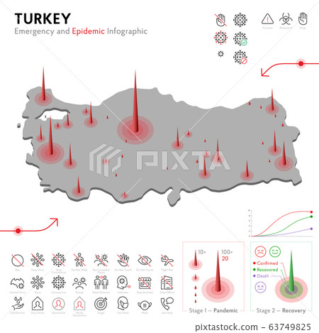 Map of Turkey Epidemic and Quarantine Emergency... - Stock Illustration ...