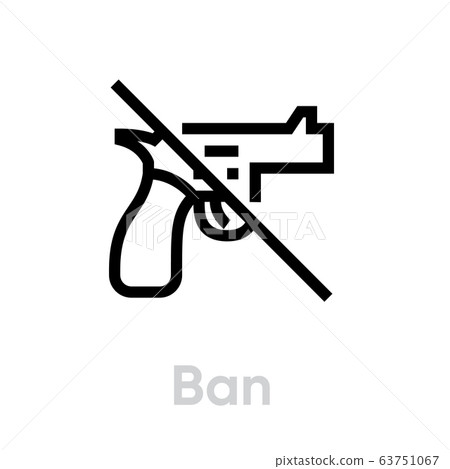 Ban gun shot icon. Editable line vector. - Stock Illustration [63751067 ...