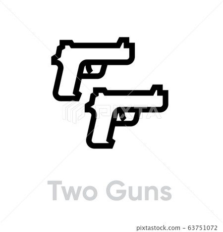 Two guns shot icon. Editable line vector. - Stock Illustration ...