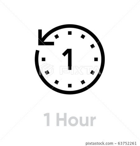 1 Hour icon. Editable Vector Outline - Stock Illustration [63752261 ...