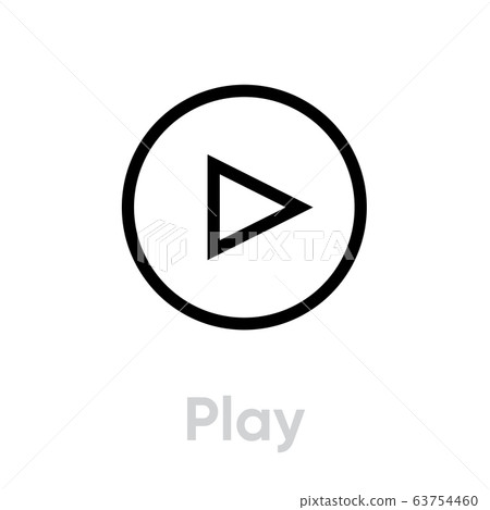 Play icon. Editable Vector Outline.-插圖素材 [63754460] - PIXTA圖庫