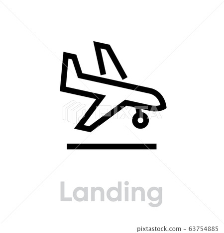 Airplane landing icon. Editable line vector.... - Stock Illustration ...