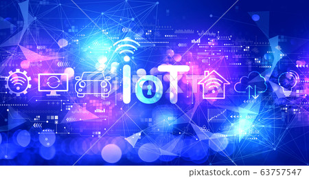 IoT theme with technology light background - Stock Illustration ...
