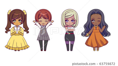 Cute girl character SD illustration set - Stock Illustration [63759872 ...