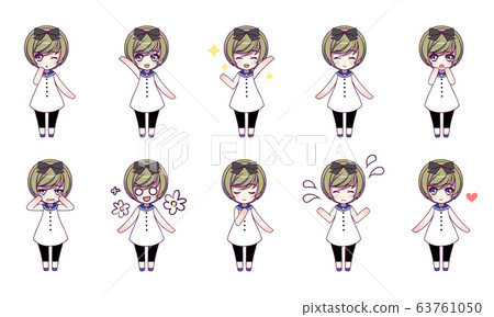 Cute girl character SD illustration set - Stock Illustration [63761050 ...