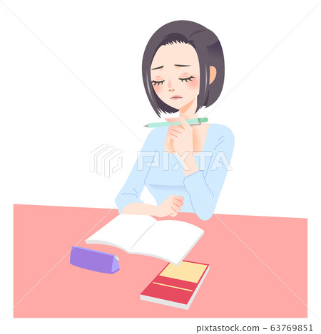 Studying, woman, lady - Stock Illustration [63769851] - PIXTA