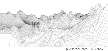 Abstract 3d wire-frame landscape. Blueprint style - Stock Illustration ...
