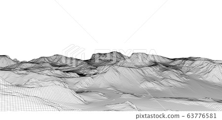 Abstract 3d wire-frame landscape. Blueprint style - Stock Illustration ...