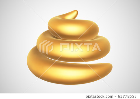 3D golden turd isolated on white background. - Stock Illustration ...