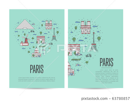 Paris travel tour booklet set in linear style - Stock Illustration ...