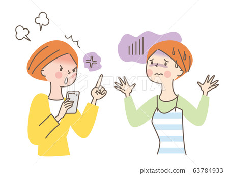 Smartphone fighting female friend - Stock Illustration [63784933] - PIXTA