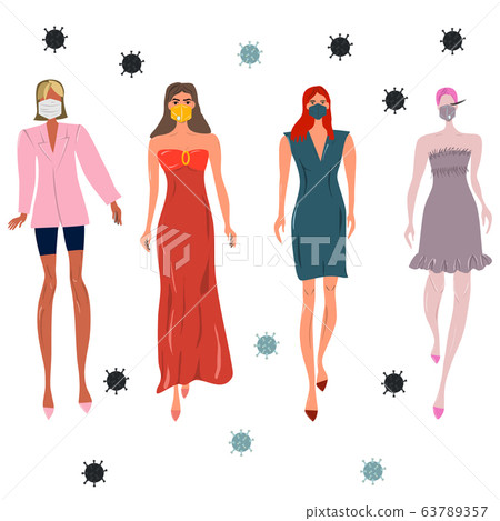 Influencers women in face mask. - Stock Illustration [63789357] - PIXTA