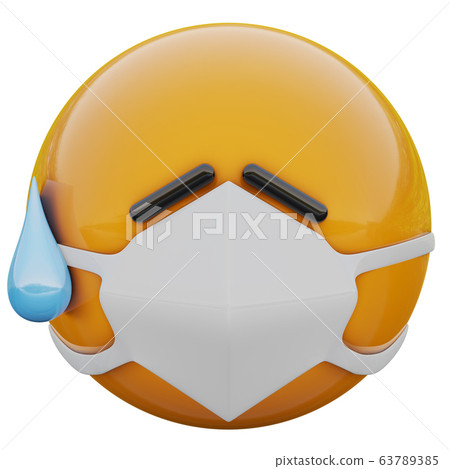 3D render of embarrassed yellow emoji face in... - Stock Illustration ...