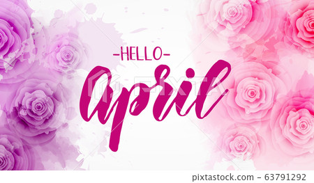 Hello April - floral spring concept banner-插圖素材 [63791292] - PIXTA圖庫