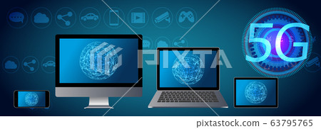 5G Network Image and Personal Computer-Digital... - Stock Illustration ...