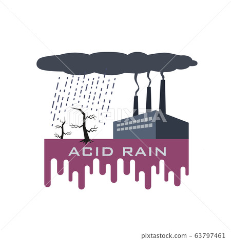 Acid rain Factory Environmental destruction... - Stock Illustration ...