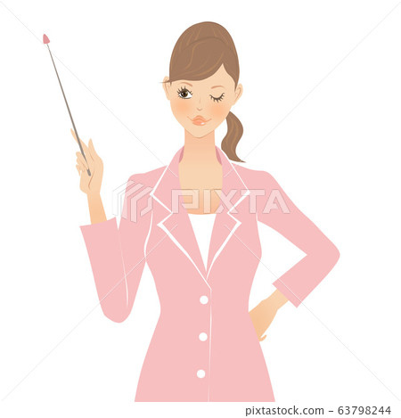 Woman with pointing stick (wink / smile) - Stock Illustration [63798244 ...