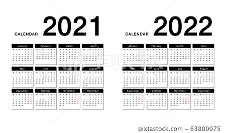 Colorful Year 2021 and Year 2022 calendar-插圖素材 [63800075] - PIXTA圖庫