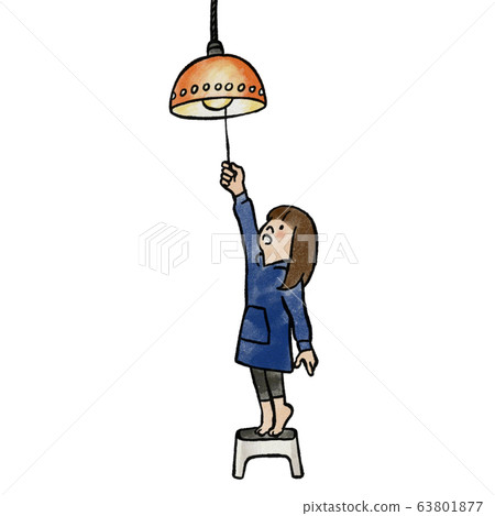 Girl pulling a string of lighting switches - Stock Illustration ...