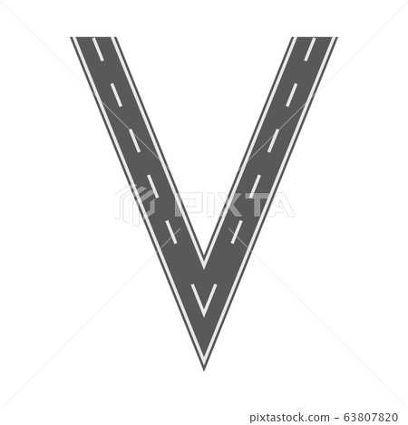 V letter for Road or street font. Flat and... - Stock Illustration ...
