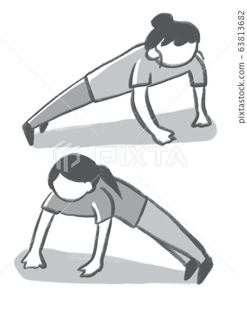 Girls doing push-ups - Stock Illustration [63813682] - PIXTA
